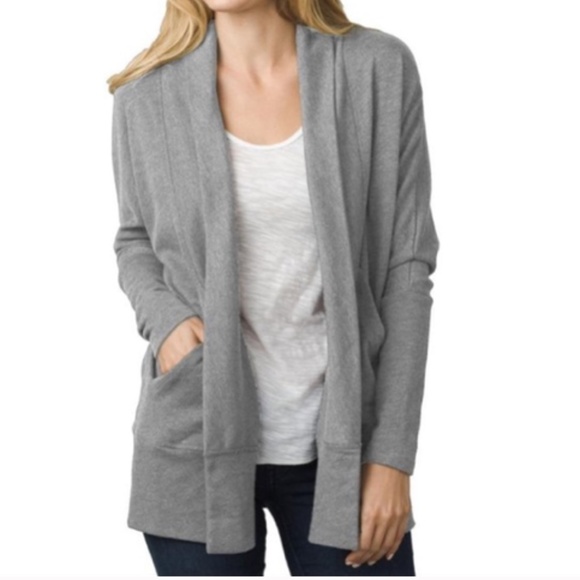Prana Sweaters Prana Centerpiece Open Front Wrap Cardigan Gray